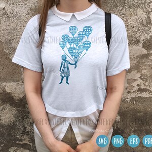 Girl and Hot Air Balloon Svg Cut File, Air Balloon Clip Art, Silhouette ...