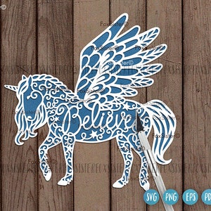 Believe in Unicorn Svg Template Digital Clipart, Unicorn Cut File ...