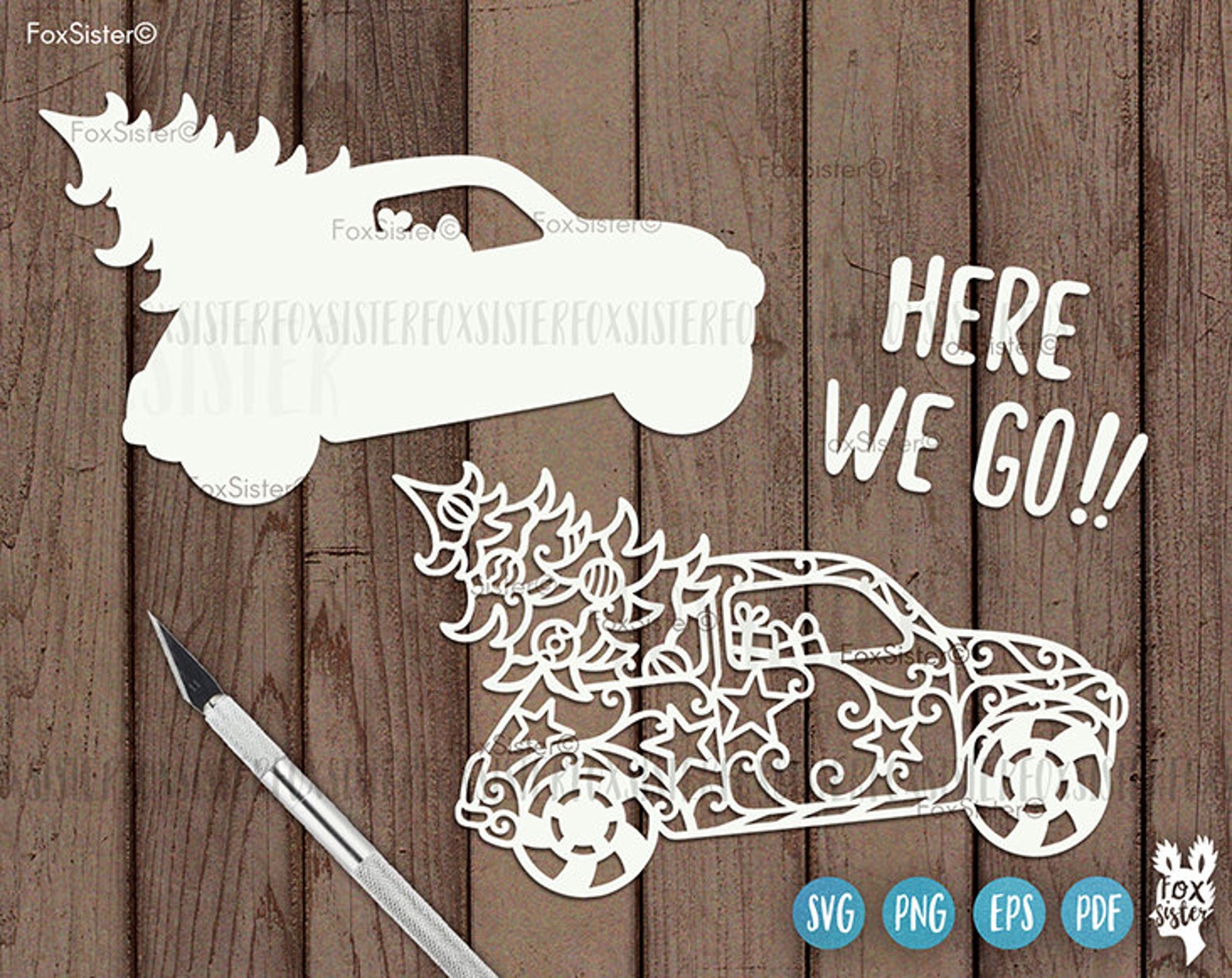 Christmas Tree Svg Cut File Christmas Car Svg Design Santa - Etsy