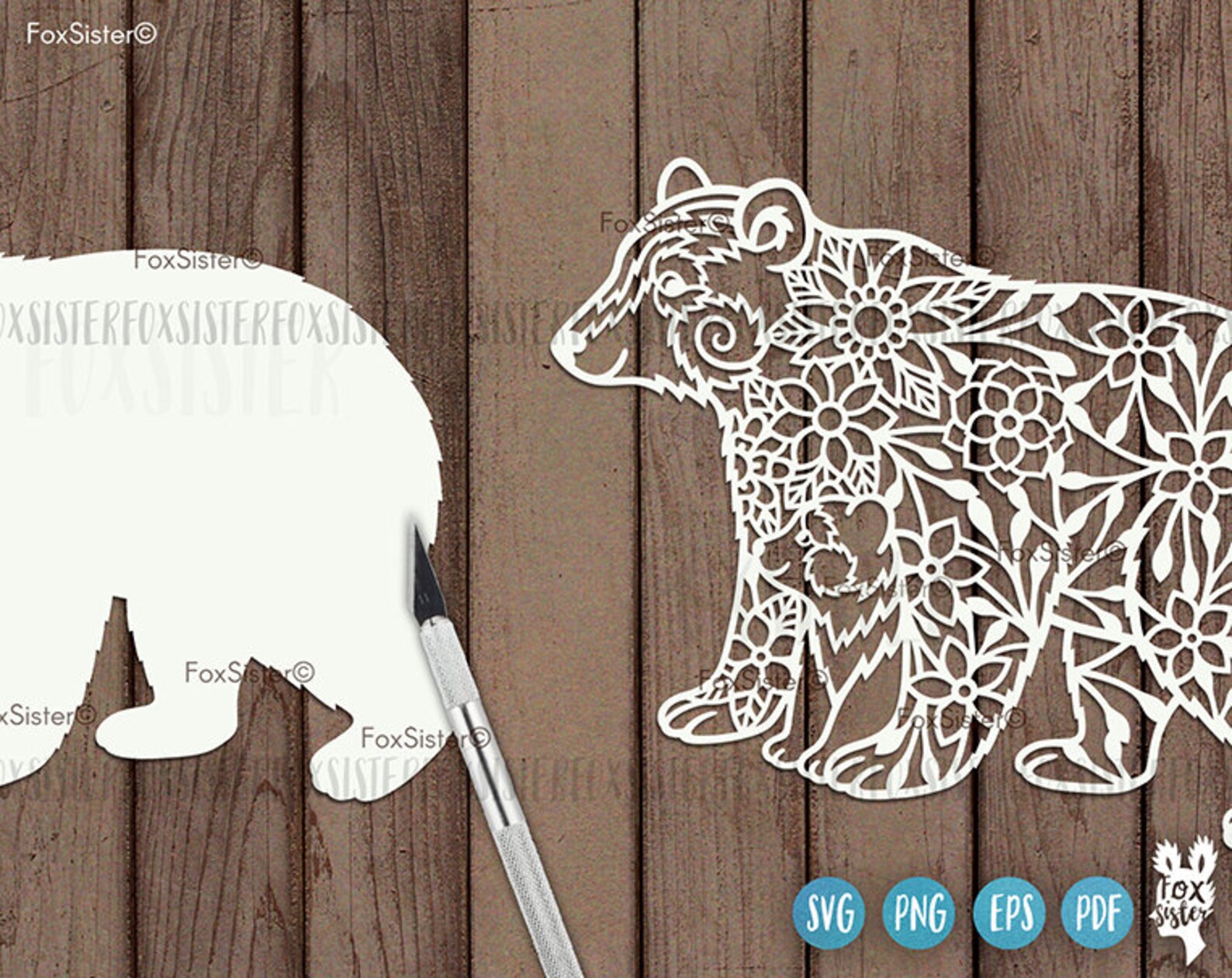 Mama and Baby Bear Svg Design, Mama Bear Vector Clipart, Floral Mama ...