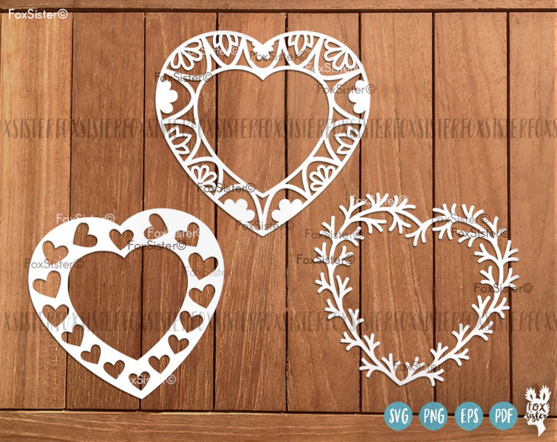 Heart Frame Svg Monogram Frame Bundle SET 3 12 svg Blank | Etsy