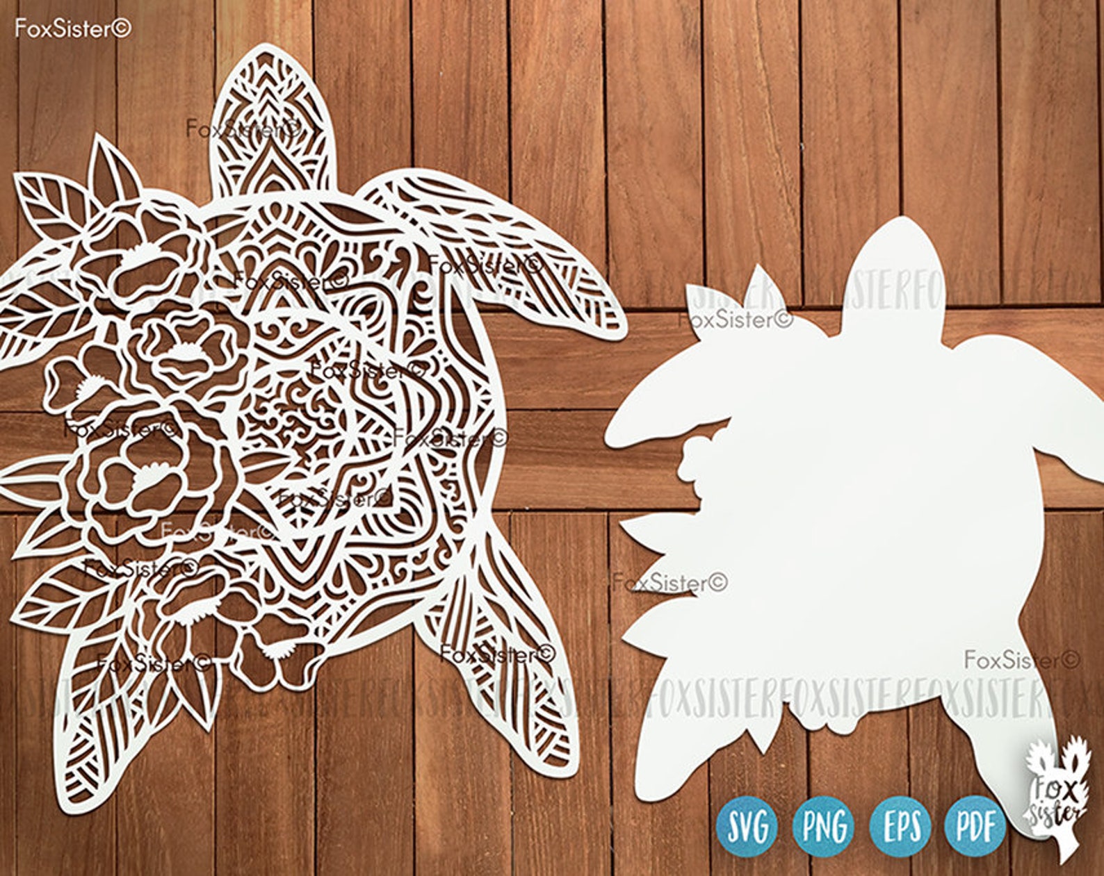 Floral Turtle Svg for Cricut and Silhouette, Geometric Animal Svg ...