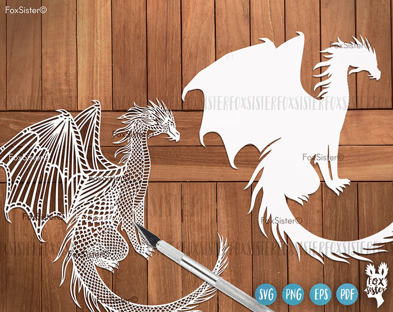 Dragon Svg Design for Cricut and Silhouette, Sitting Dragon Svg, Animal ...