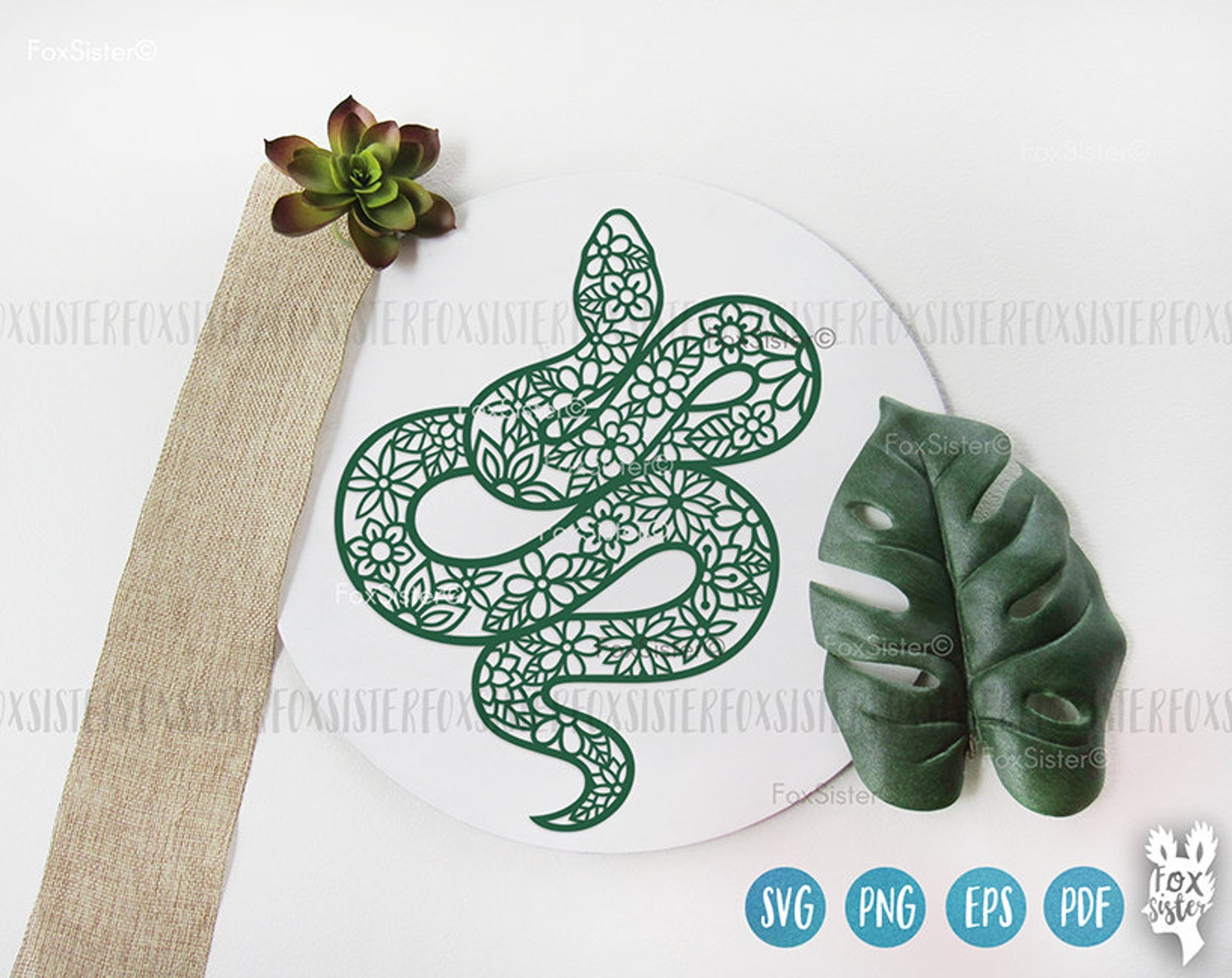 Floral Snake Svg Cutting File for Cricut and Silhouette Snake | Etsy