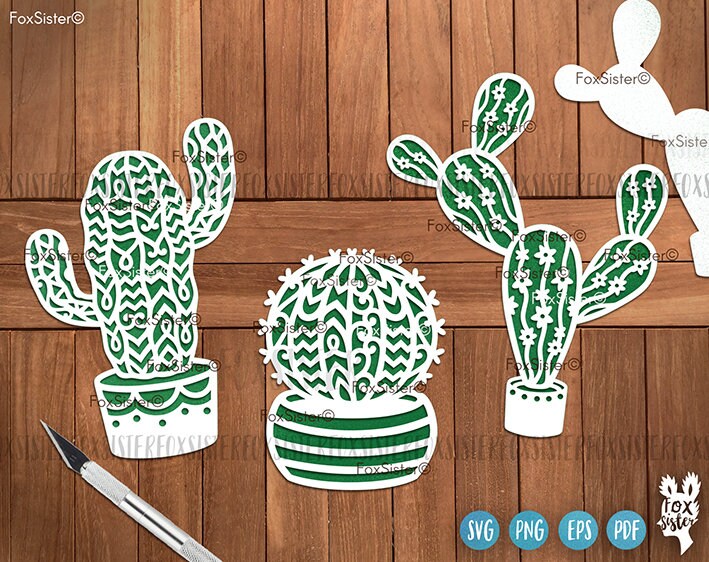 Cactus Vector Svg Bundle Detailed Designs, Cactus Clipart, Plant Svg ...
