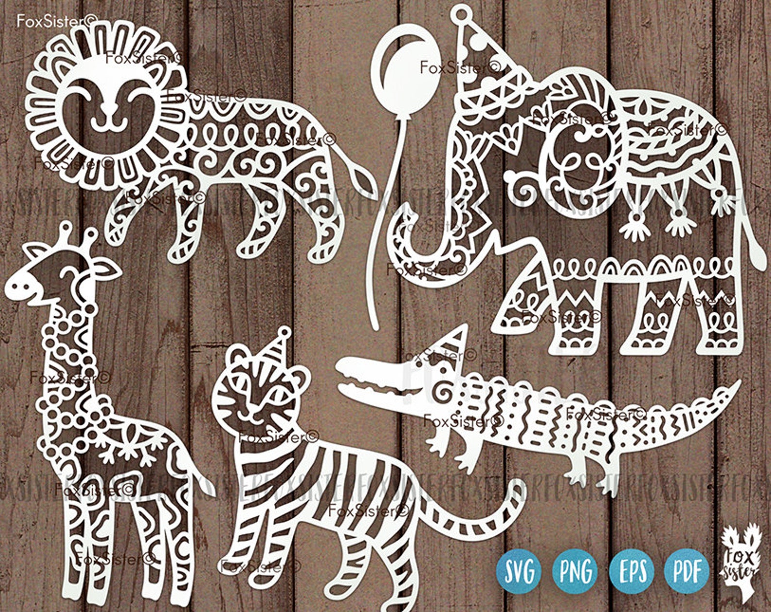Animals Svg for Cricut and Silhouette Foxsister Zoo Svg | Etsy