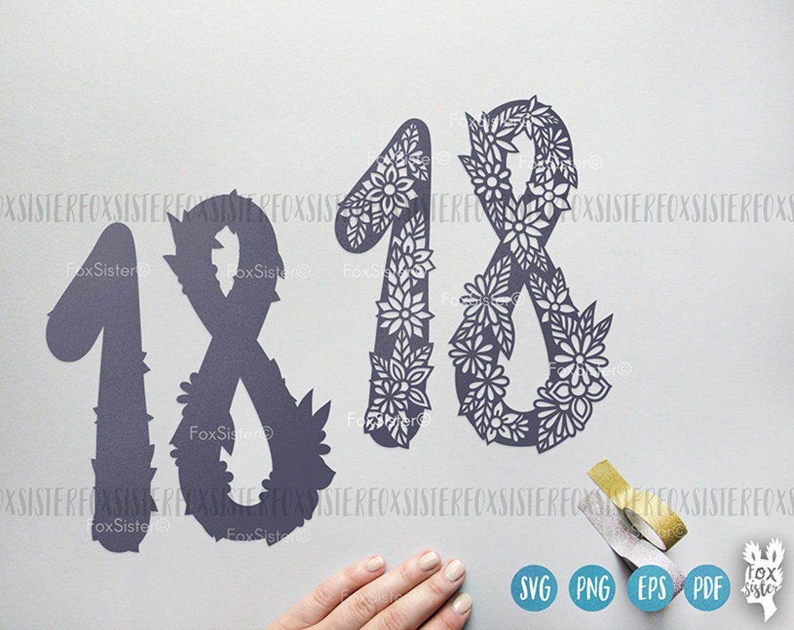 Number 18 Svg Numbers Svg One Svg Numbers Cut File Floral - Etsy