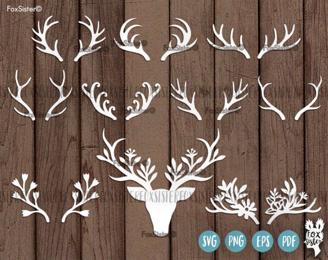 Antlers Svg Deer Svg Papercut Template SET 1 Antler Clipart | Etsy