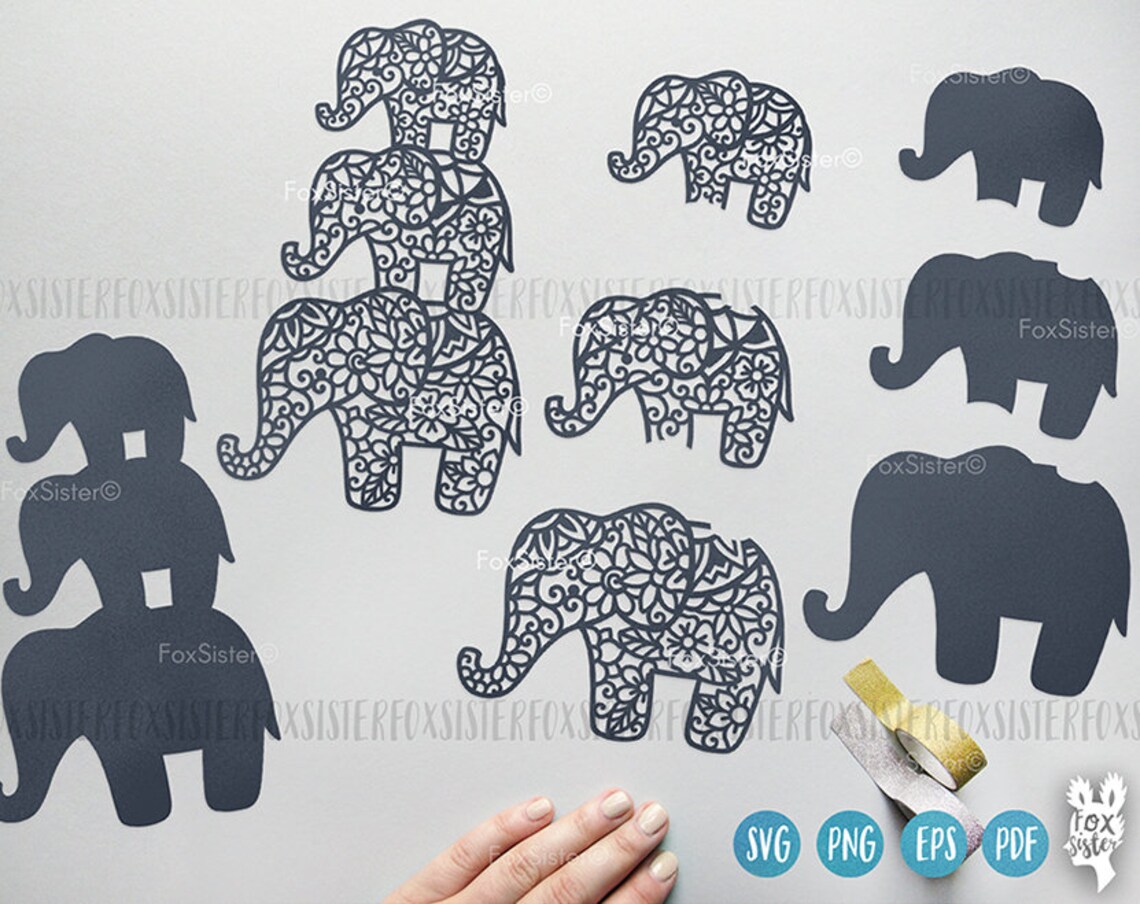 Cute Elephants Svg Cutting File for Cricut and Silhouette, Elephant Cut ...