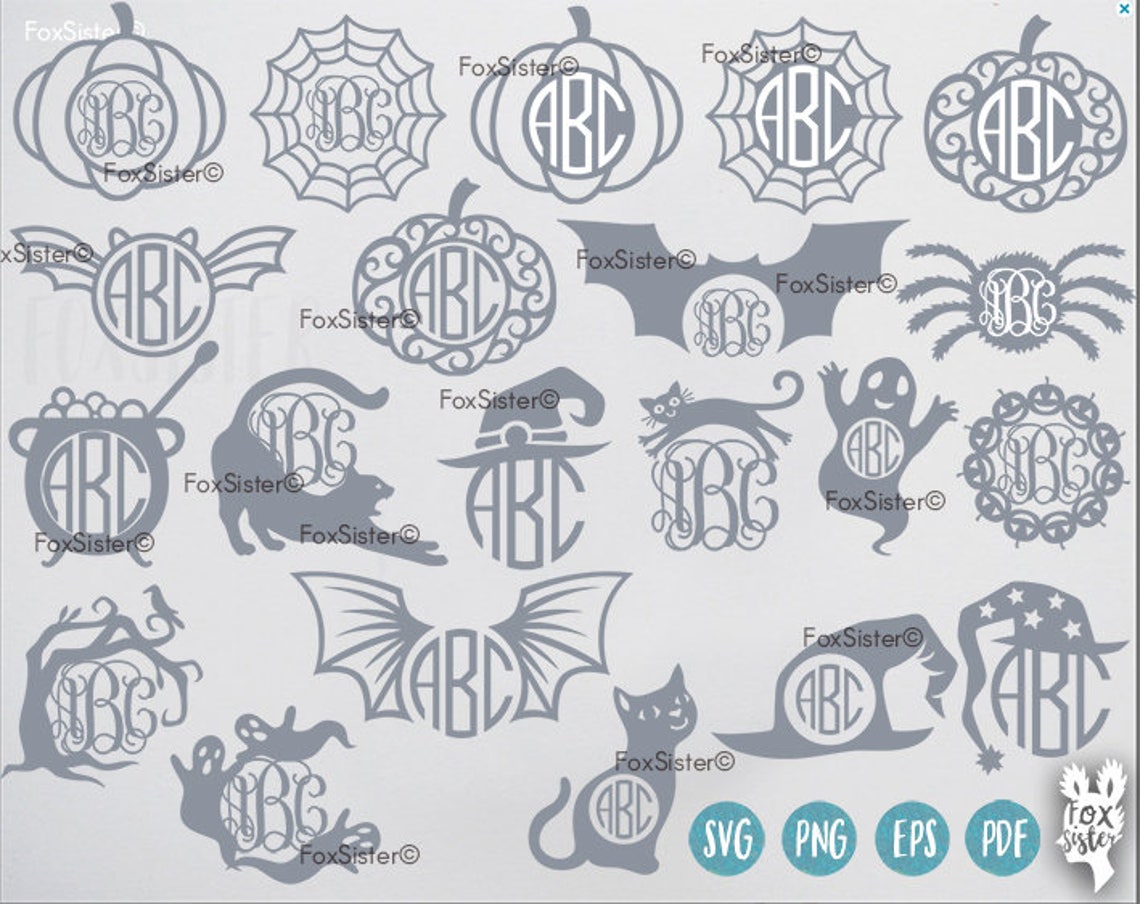 21 Halloween Monogram Frames SVG Bundle, Cut Files, Halloween Frame Svg ...
