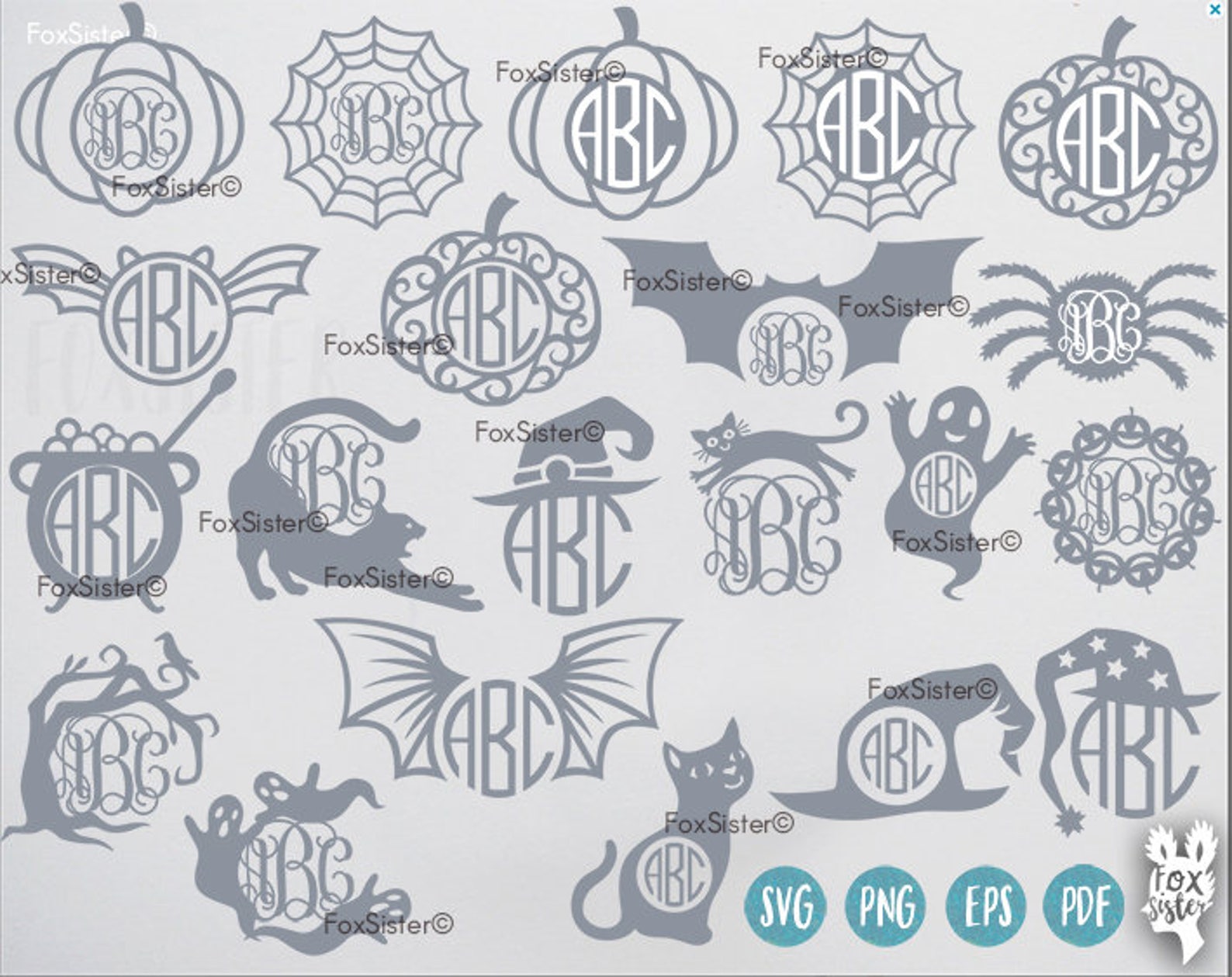 21 Halloween Monogram Frames SVG Bundle Cut Files Frame | Etsy UK