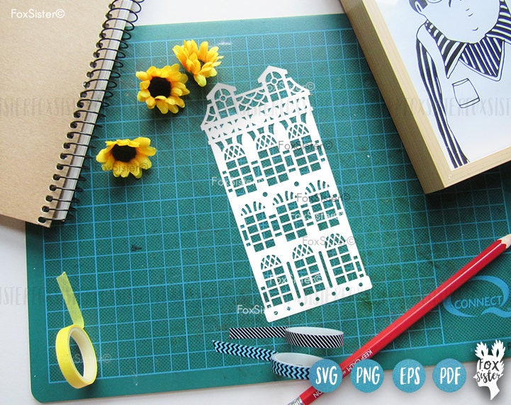 4 Houses Svg Templates, Building Cut File Clipart, Amsterdam Svg, Dutch ...