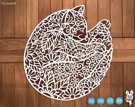 Sleeping Cat Svg Floral Design for Cricut and Silhouette Cat - Etsy