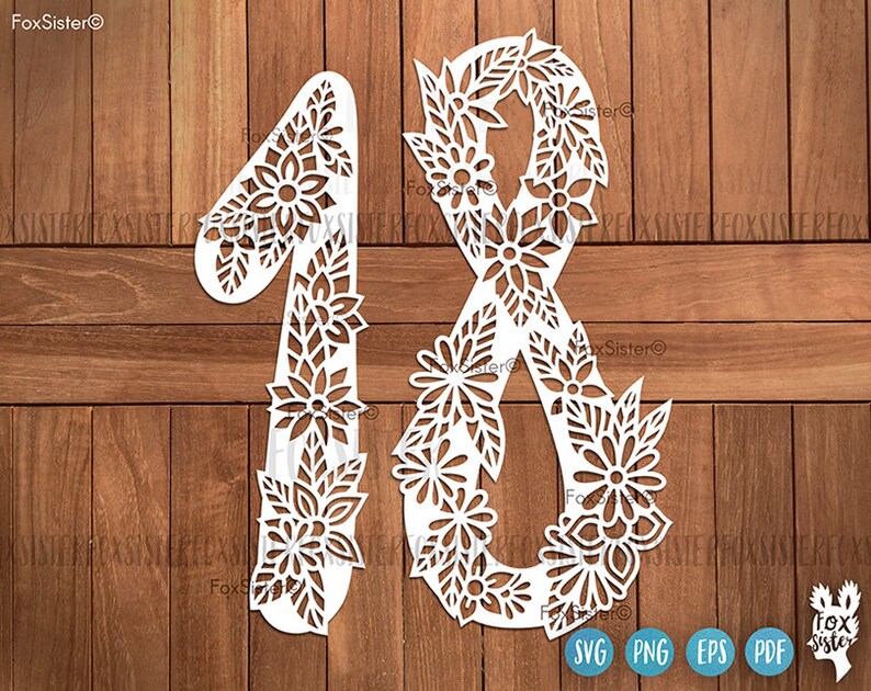 Number 18 Svg Numbers Svg One Svg Numbers Cut File Floral | Etsy