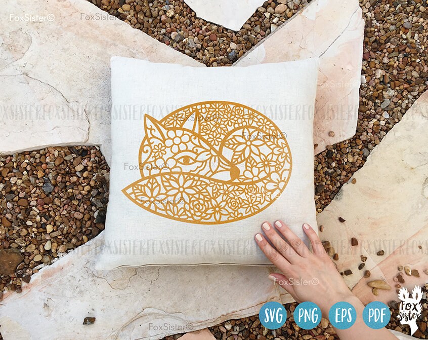 Sleeping Floral Fox Svg for Cricut and Silhouette Animals - Etsy