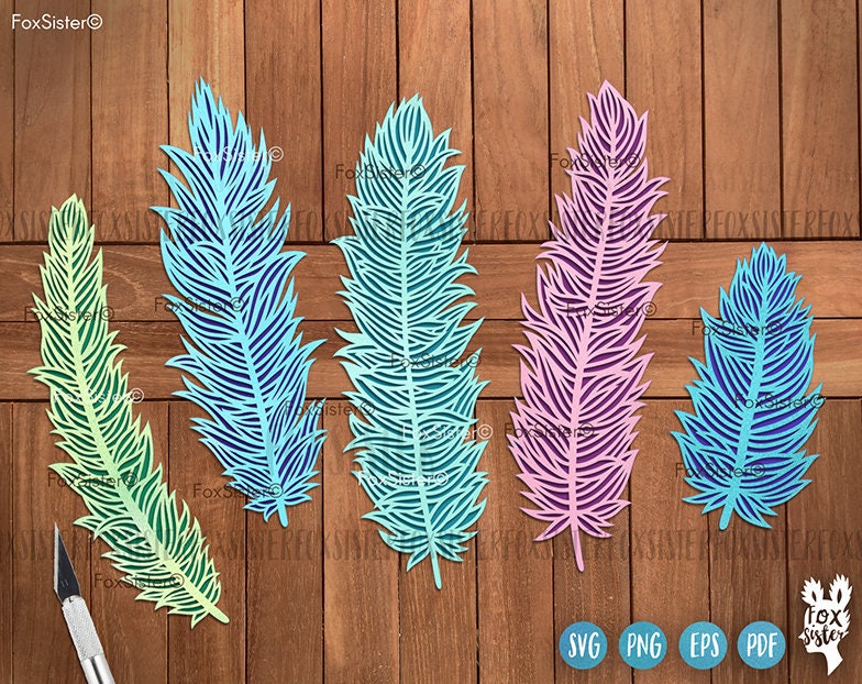 5 Feathers SVG Bundle, Feathers Svg Cut Files, Feathers Vector Clipart ...