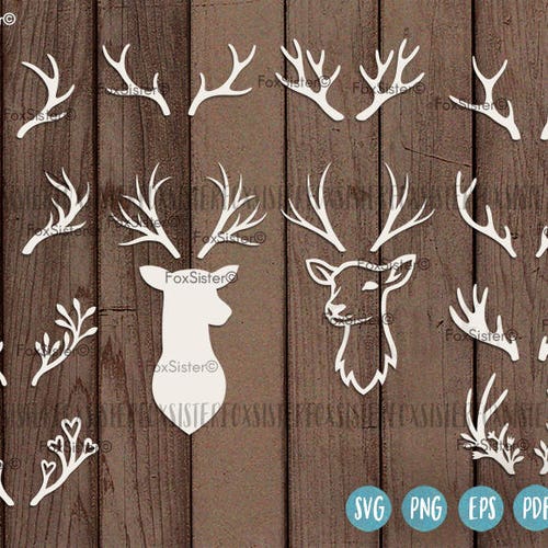 Antlers Svg Reindeer Svg SET 2 Deer Svg Papercut Template | Etsy