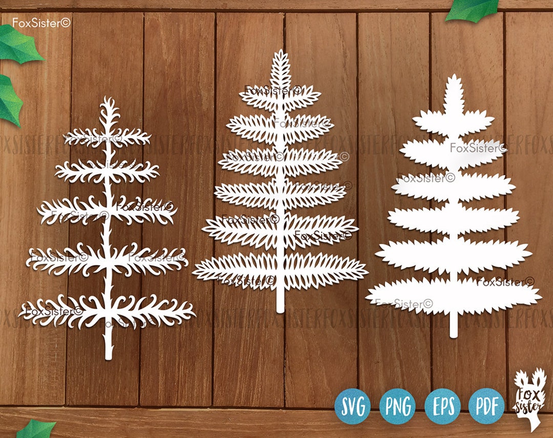 Christmas Tree Svg Bundle Cut File for Cricut and Silhouette, Pine Hand ...