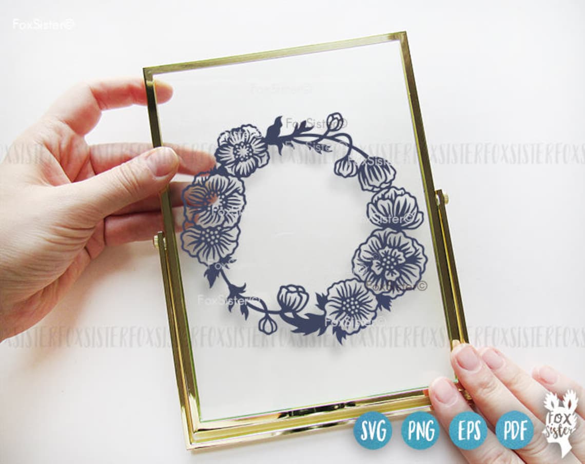 Detailed Floral Wreath Svg Wreath Svg Flowers Svg Monogram | Etsy