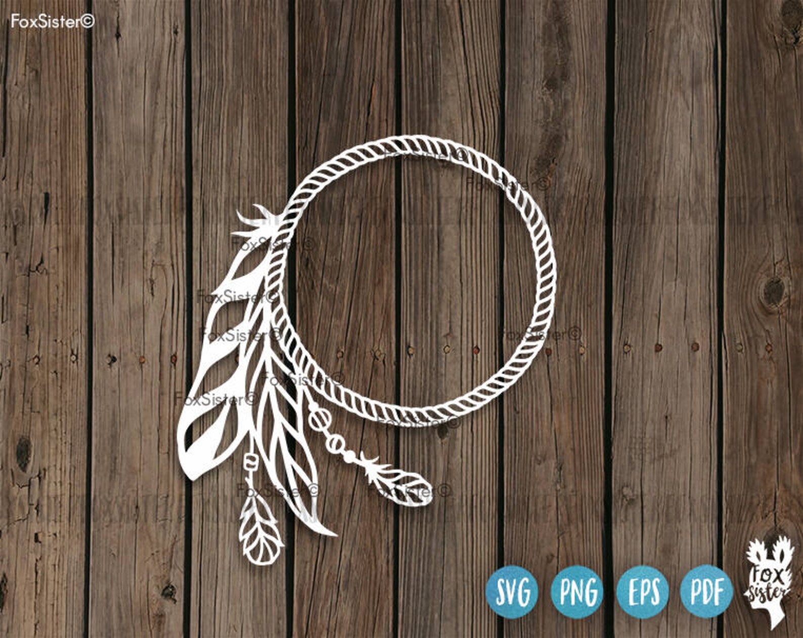 6 Boho Feather Monogram Frames SVG Cut File Templates, Feather Svg ...