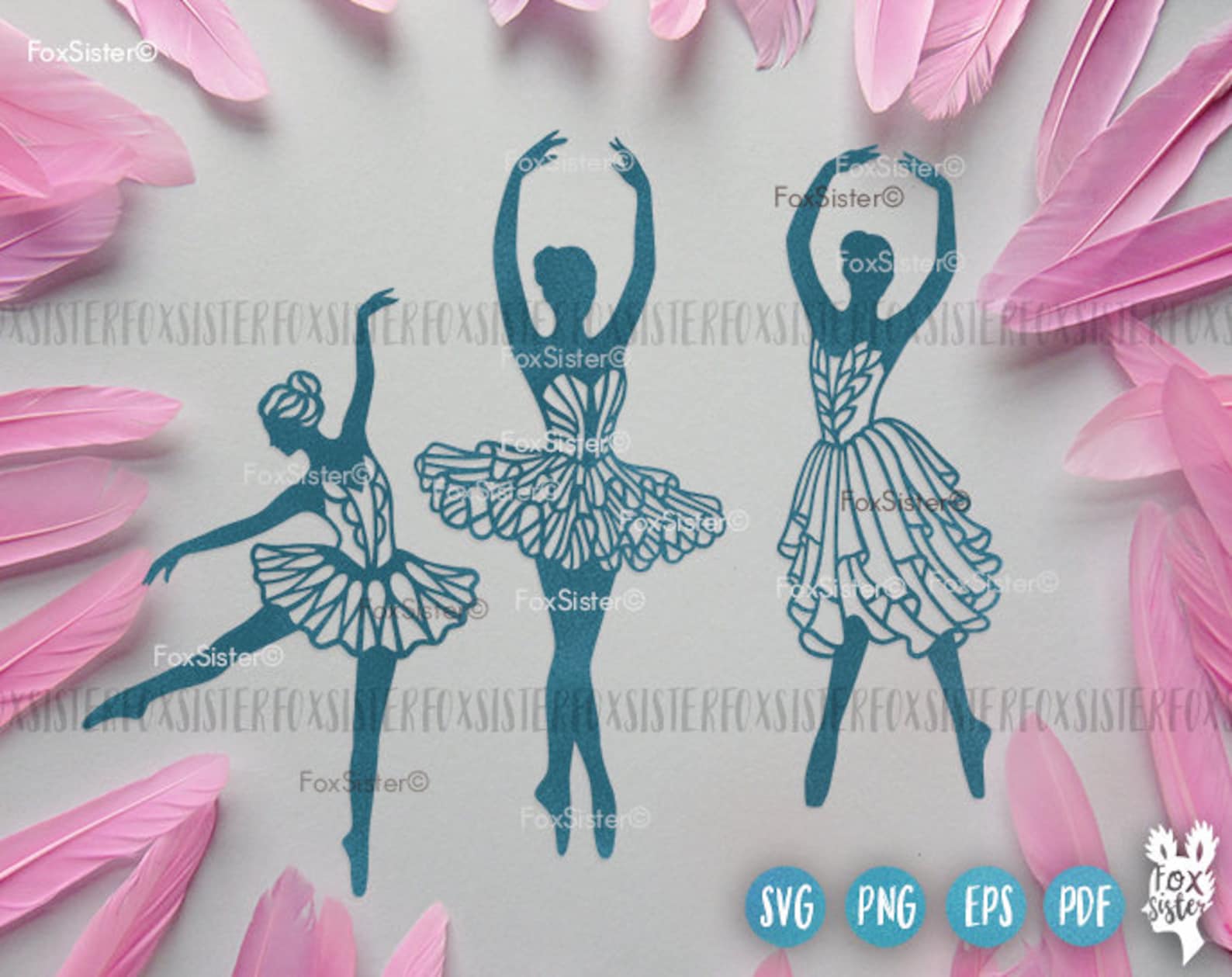 Ballerina Svg, Ballet Svg Cut File, 3 Papercut Templates Set 3, Ballet ...