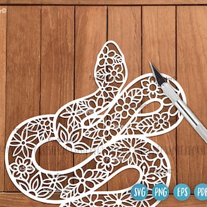 Floral Snake Svg Cutting File for Cricut and Silhouette, Snake Cut File ...