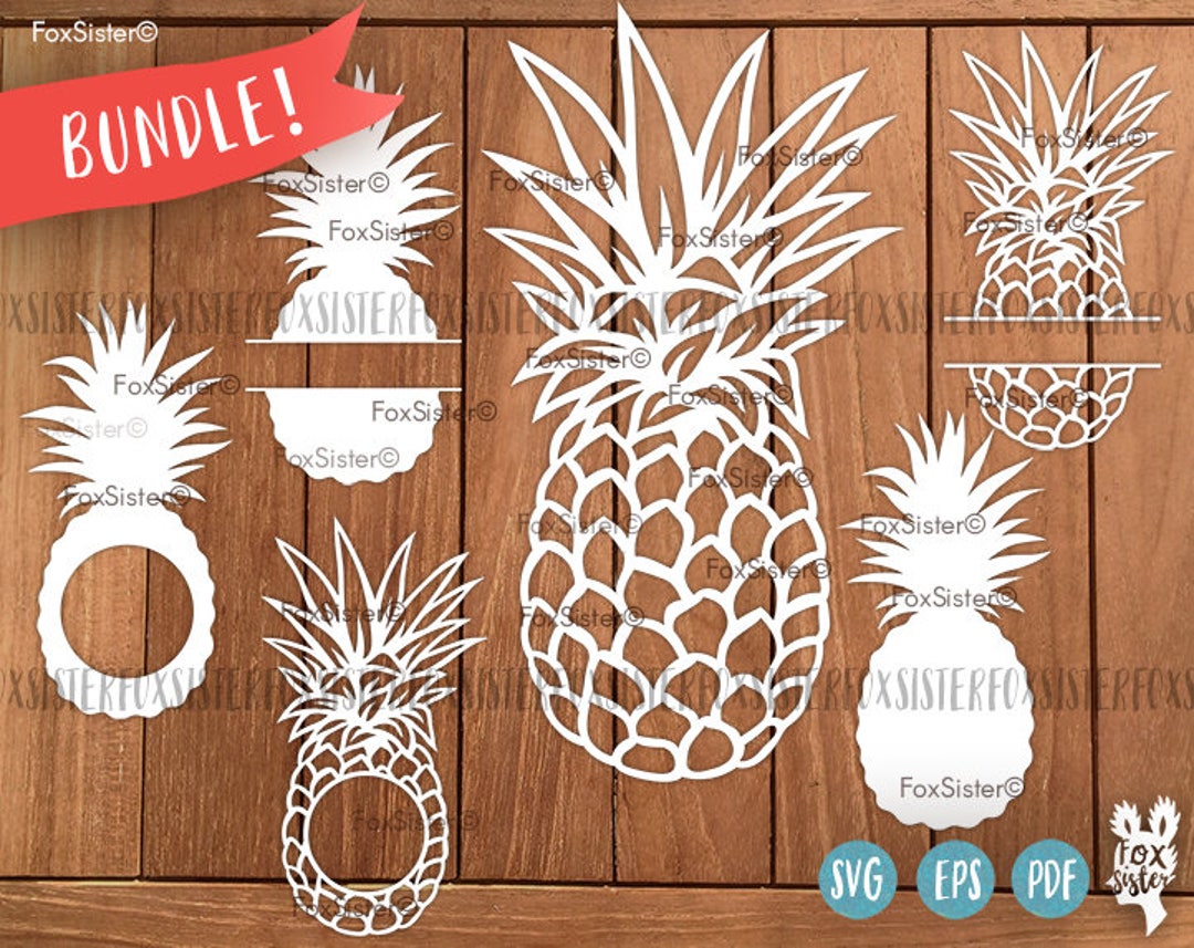 Monogram Pineapples Svg Cut Files, Pineapple Clipart, Tropical Svg ...