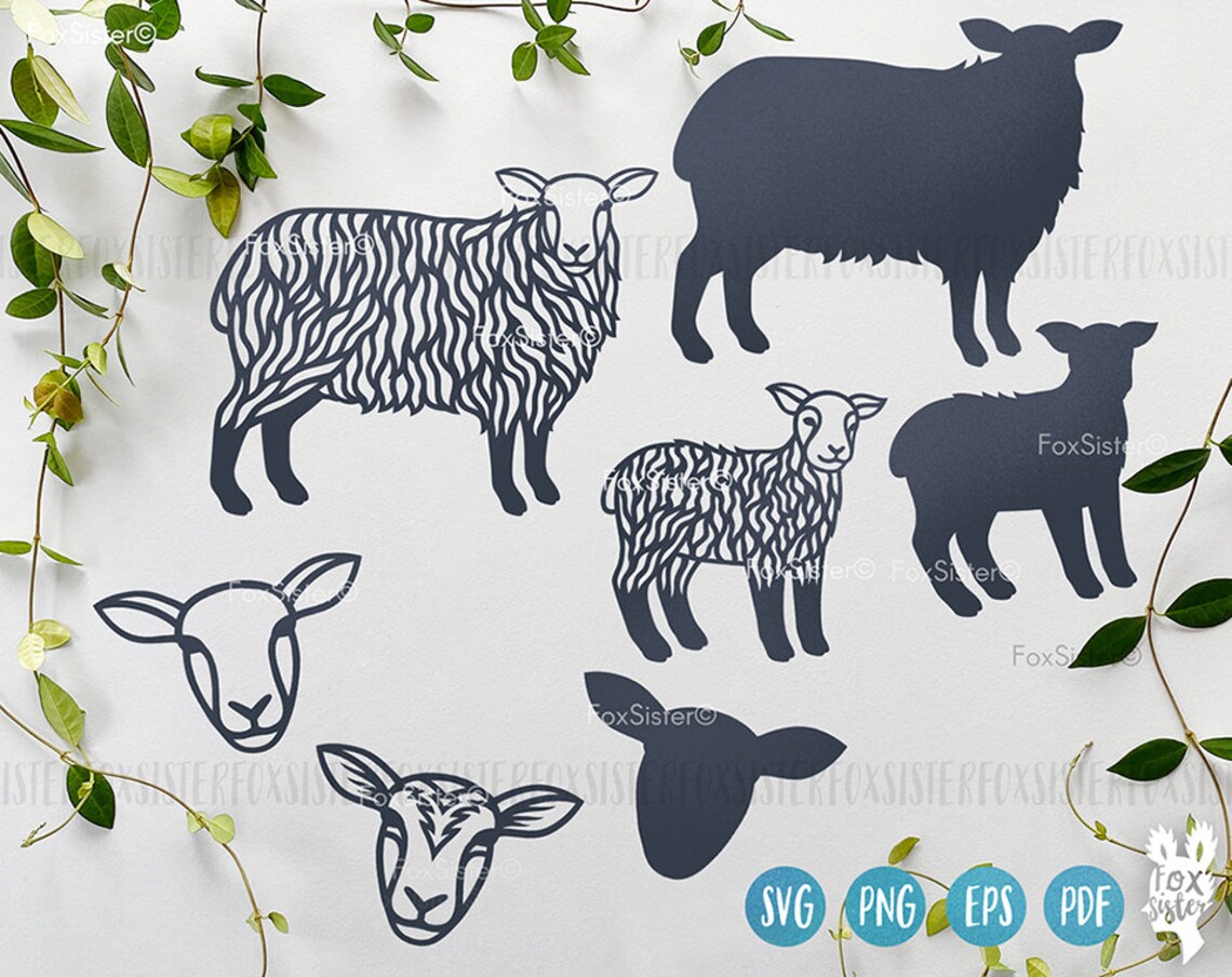 Mama and Baby Sheep Svg for Cricut and Silhouette, Farm Animal Svg ...