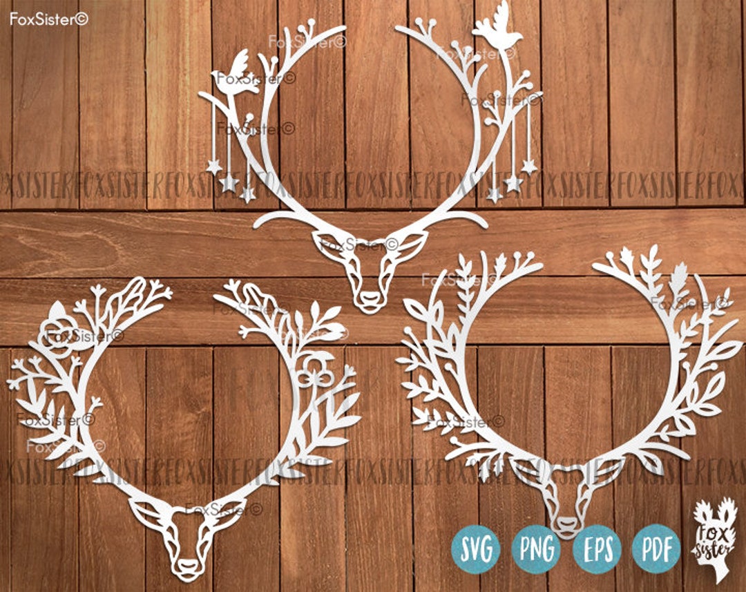 Christmas Svg Monogram Frame, Deer Svg Blank Circle Monogram Frame ...