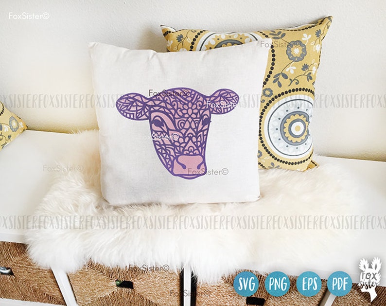 Cow Svg Cut File Vector Clip Art, Mandala Animal Svg Design, Cute Cow ...