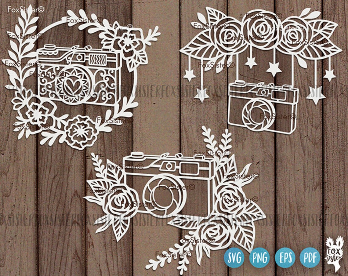 Camera Svg Bundle, Camera Clipart, Photography Svg, Floral Camera Cut ...