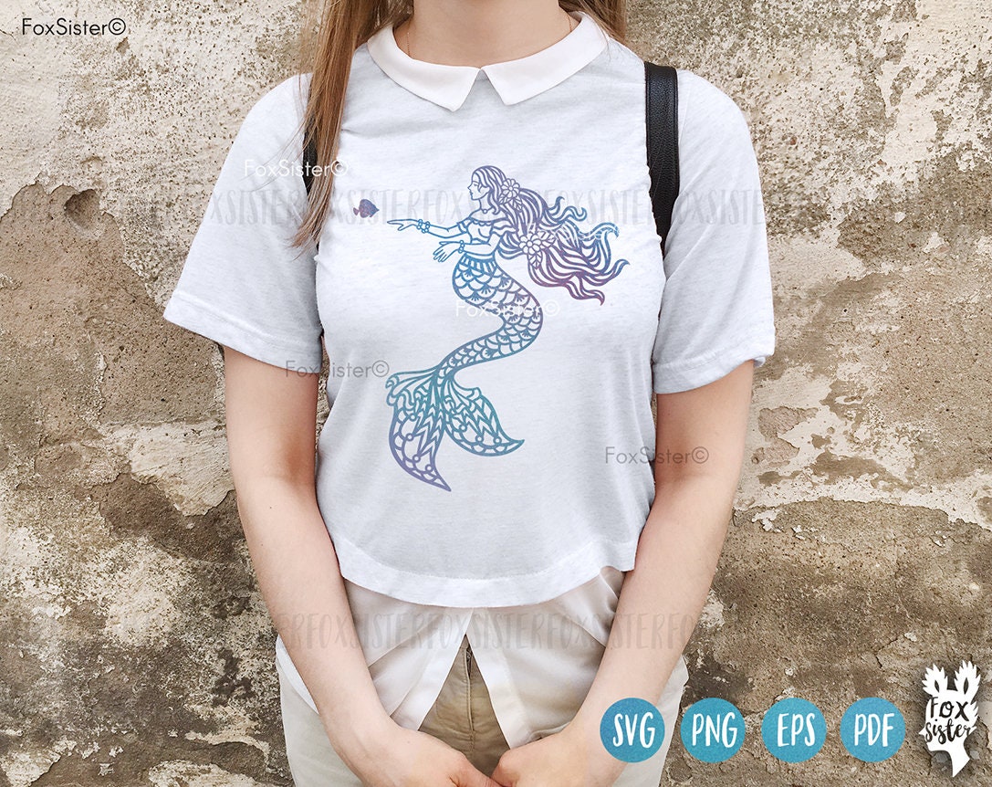 Mermaid Svg Design for Cricut and Silhouette, Mermaid Clipart, Princess ...