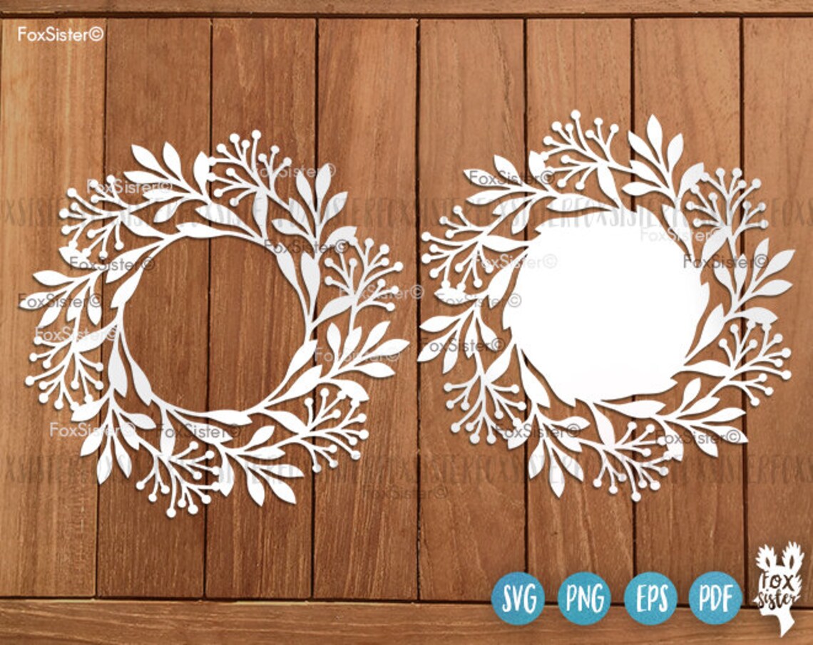Two Round Floral Frames Svg Cut Files Monogram Frame Svg - Etsy
