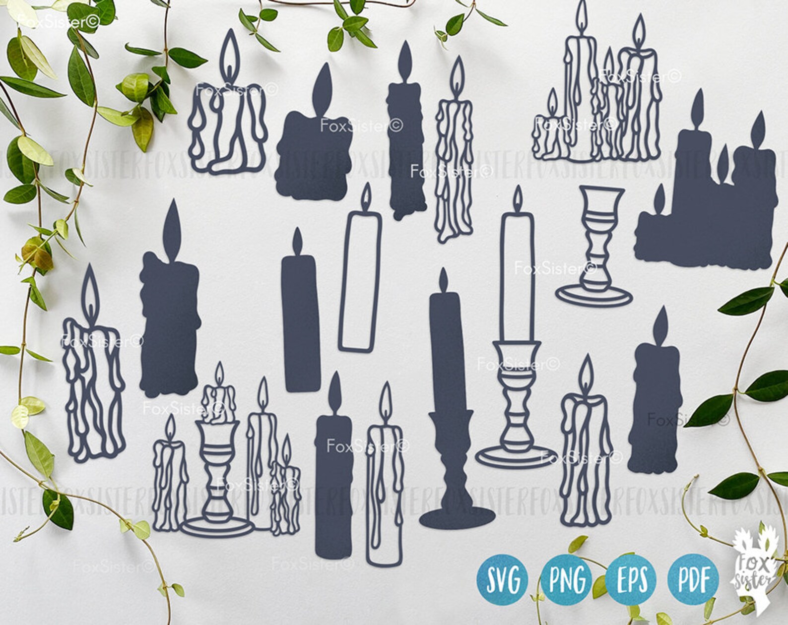 Candle Svg Bundle for Cricut and Silhouette Vector Candles - Etsy