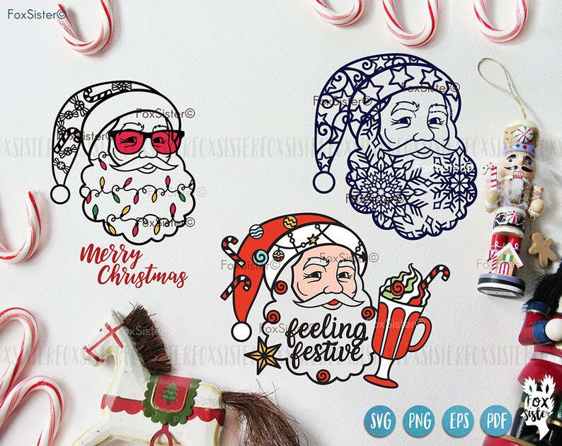 Santa Svg for Cricut and Silhouette, Christmas Svg Bundle, Feeling ...