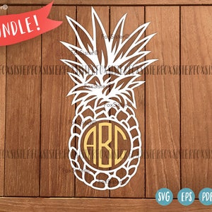 Monogram Pineapples Svg Cut Files, Pineapple Clipart, Tropical Svg ...