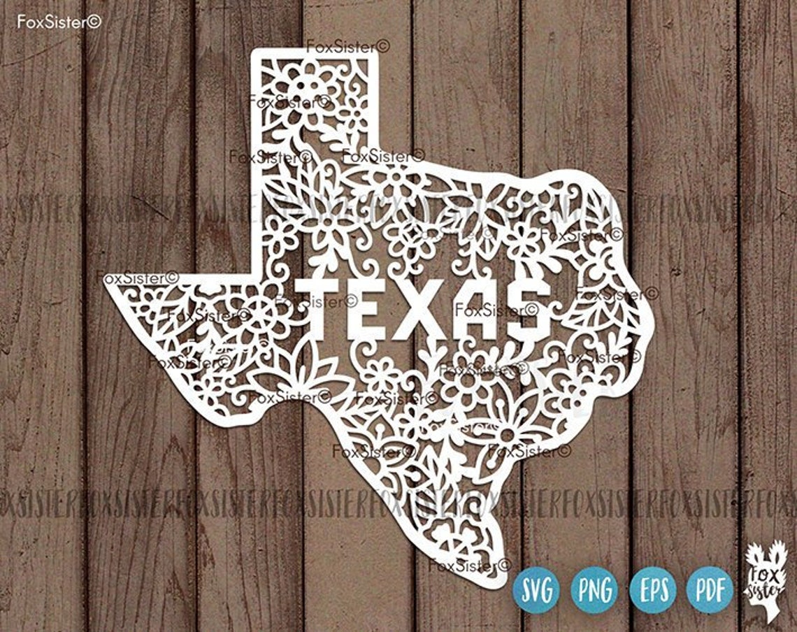Texas State Svg Vector Clipart Design Floral State Shape Svg | Etsy