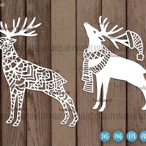 2 Reindeer Svg Cutting Files, Mandala Deer Svg, Christmas Reindeer Svg ...