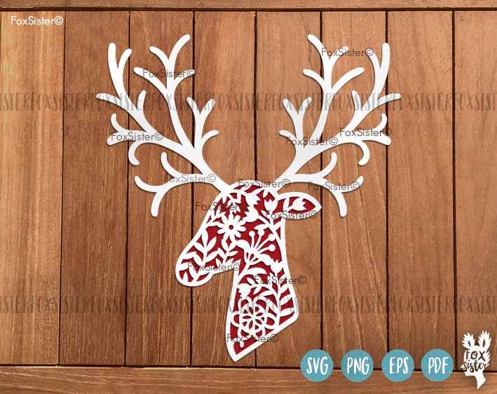 Deer Head Svg Papercut Template Reindeer Svg Stag Svg | Etsy