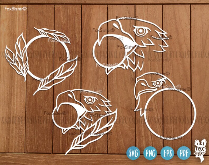Eagle Monogram Frame Svg Bundle Bald Eagle Svg Monogram Svg | Etsy