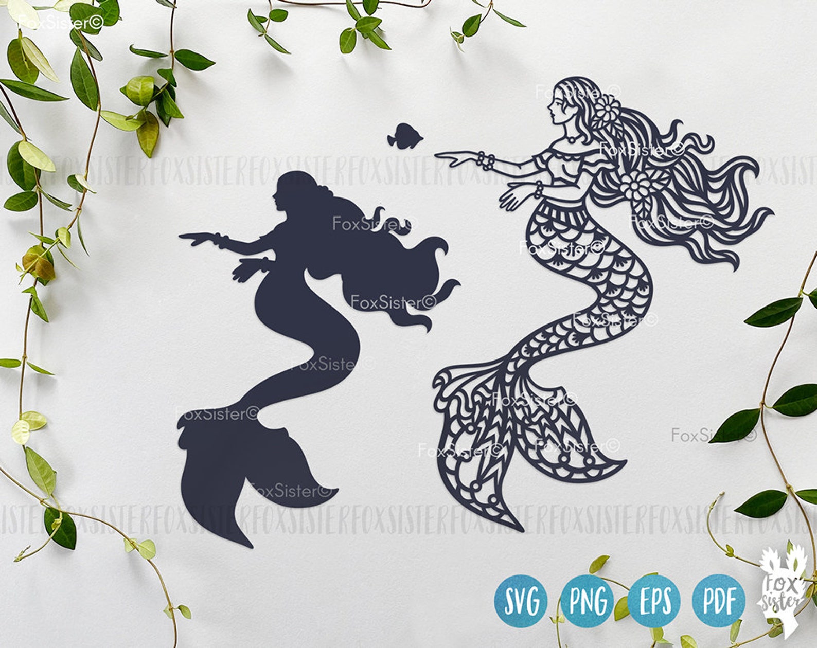 Mermaid Svg Design for Cricut and Silhouette, Mermaid Clipart, Princess ...