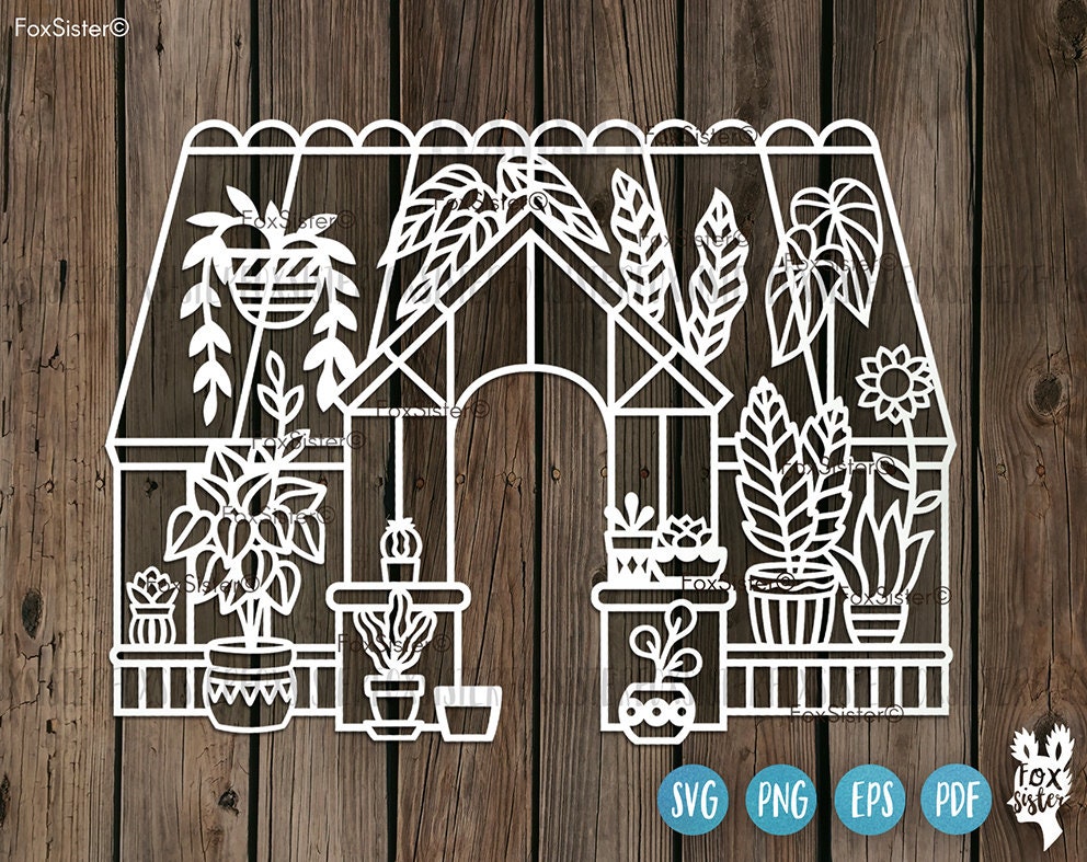 Plants Svg Design for Cricut and Silhouette, Greenhouse Svg, Gardening ...
