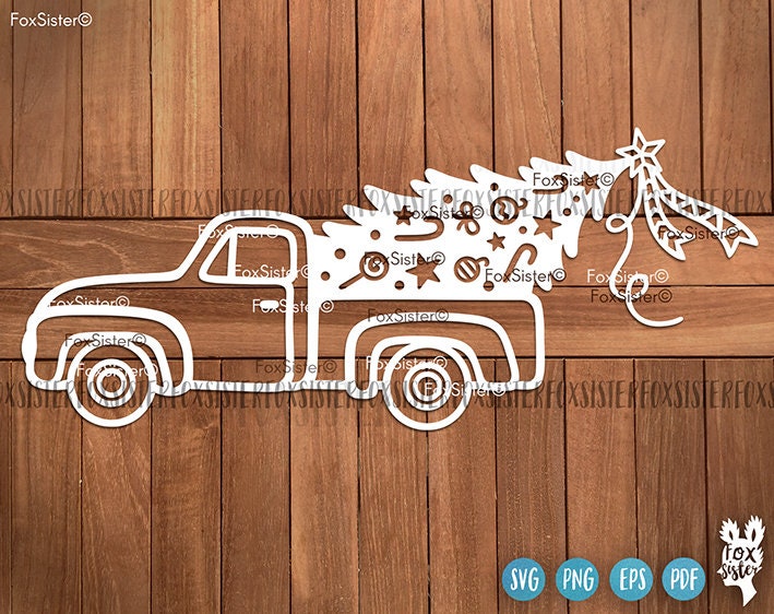 Merry Christmas Vintage Holiday Truck Svg Cutting File | Etsy