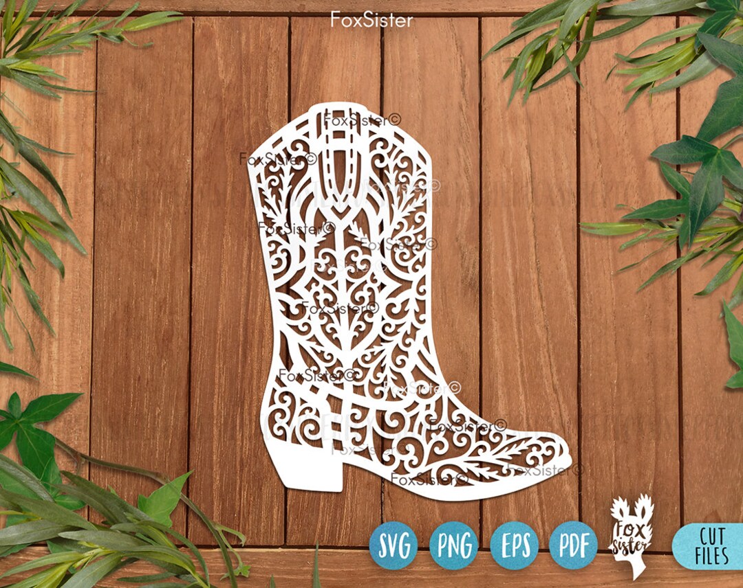 Cowboy Boot Svg Design for Cricut Silhouette Glowforge & Other Laser ...