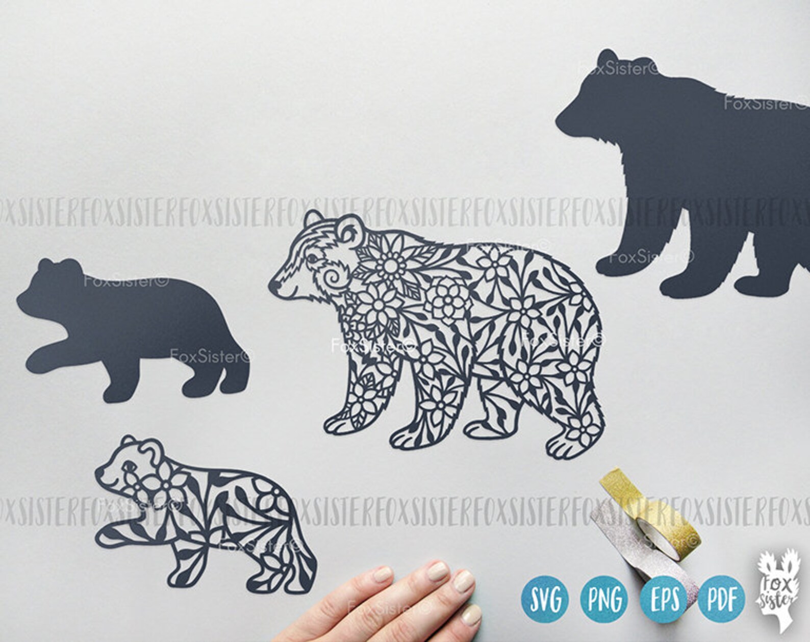 Mama and Baby Bear Svg Design Mama Bear Cut File Floral Mama - Etsy