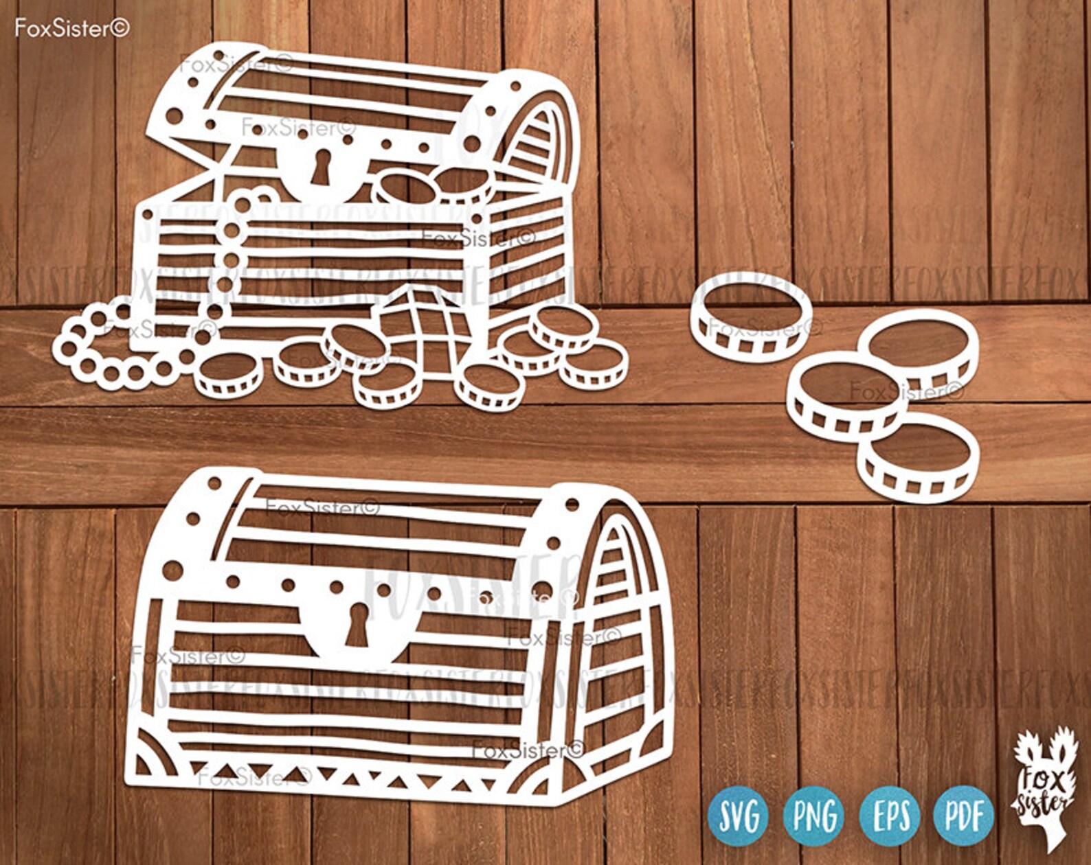 Treasure Chest Svg for Cricut and Silhouette Foxsister for | Etsy