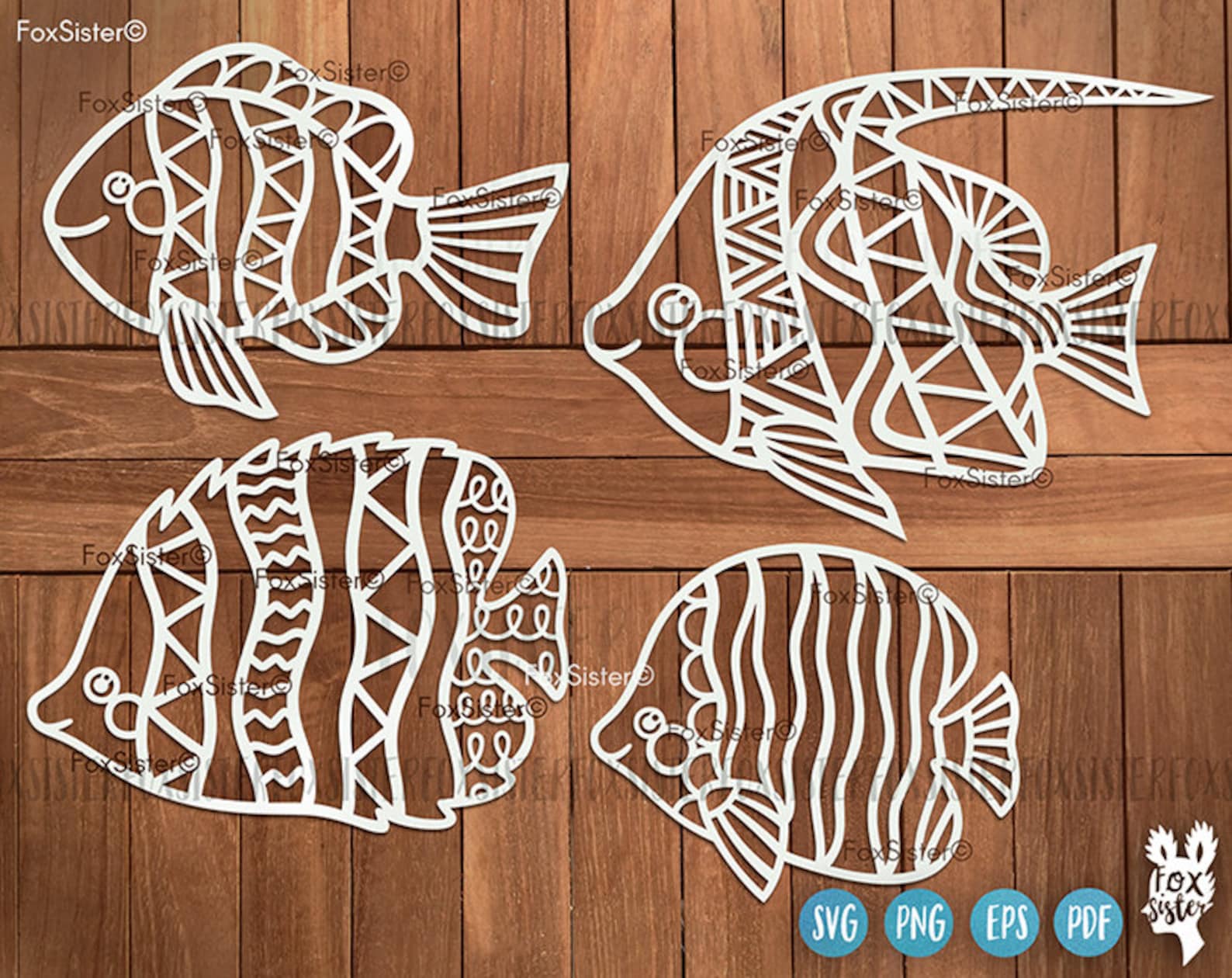 4 Happy Fish Svg Cutting Files for Cricut and Silhouette Set2 - Etsy