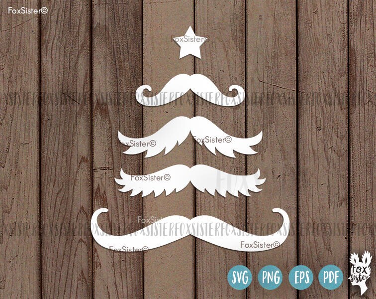 Funny Christmas Tree Svg, Moustache Svg, Christmas Cut Files, Christmas ...