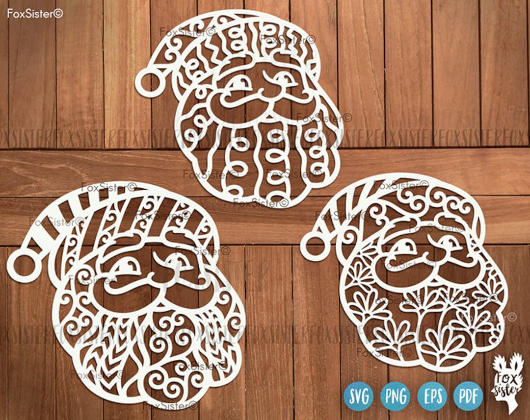 Santa Svg Cut File Templates, Santa Clipart, Christmas Svg Files, Cute ...
