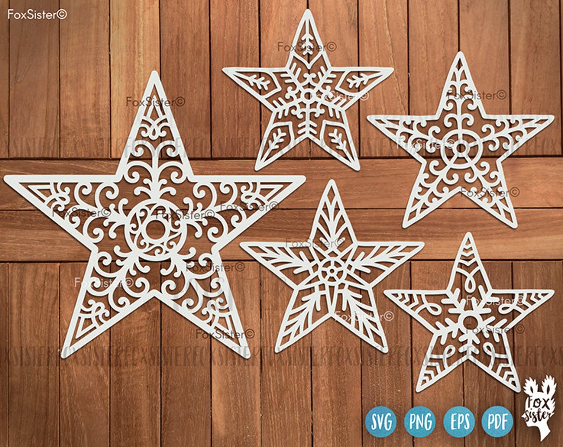 Christmas Stars Svg Design Bundle Star Svg Files Christmas | Etsy